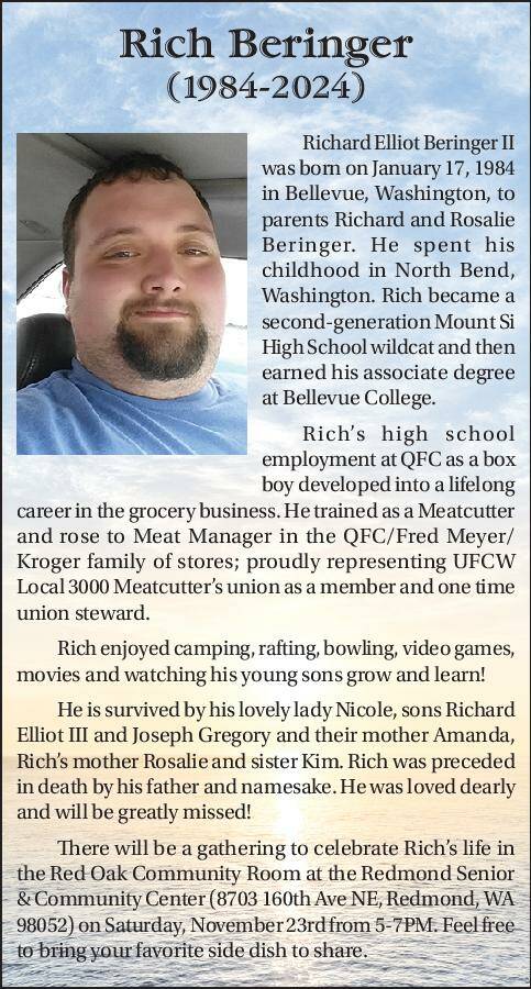 Rich Beringer | Obituary | Snoqualmie Valley Record